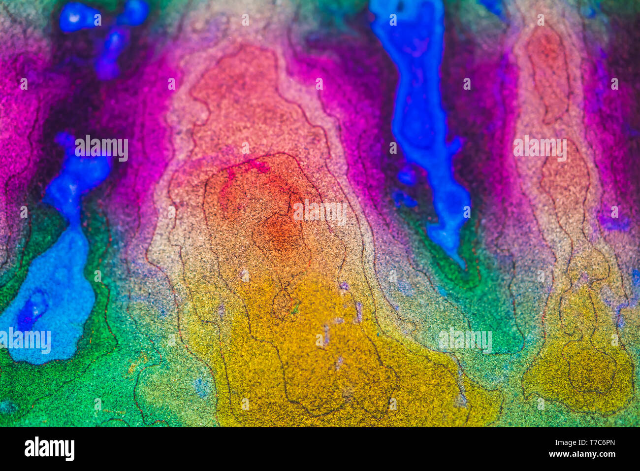 The levels of the heights of the mountains on a map made of sand Stock ...