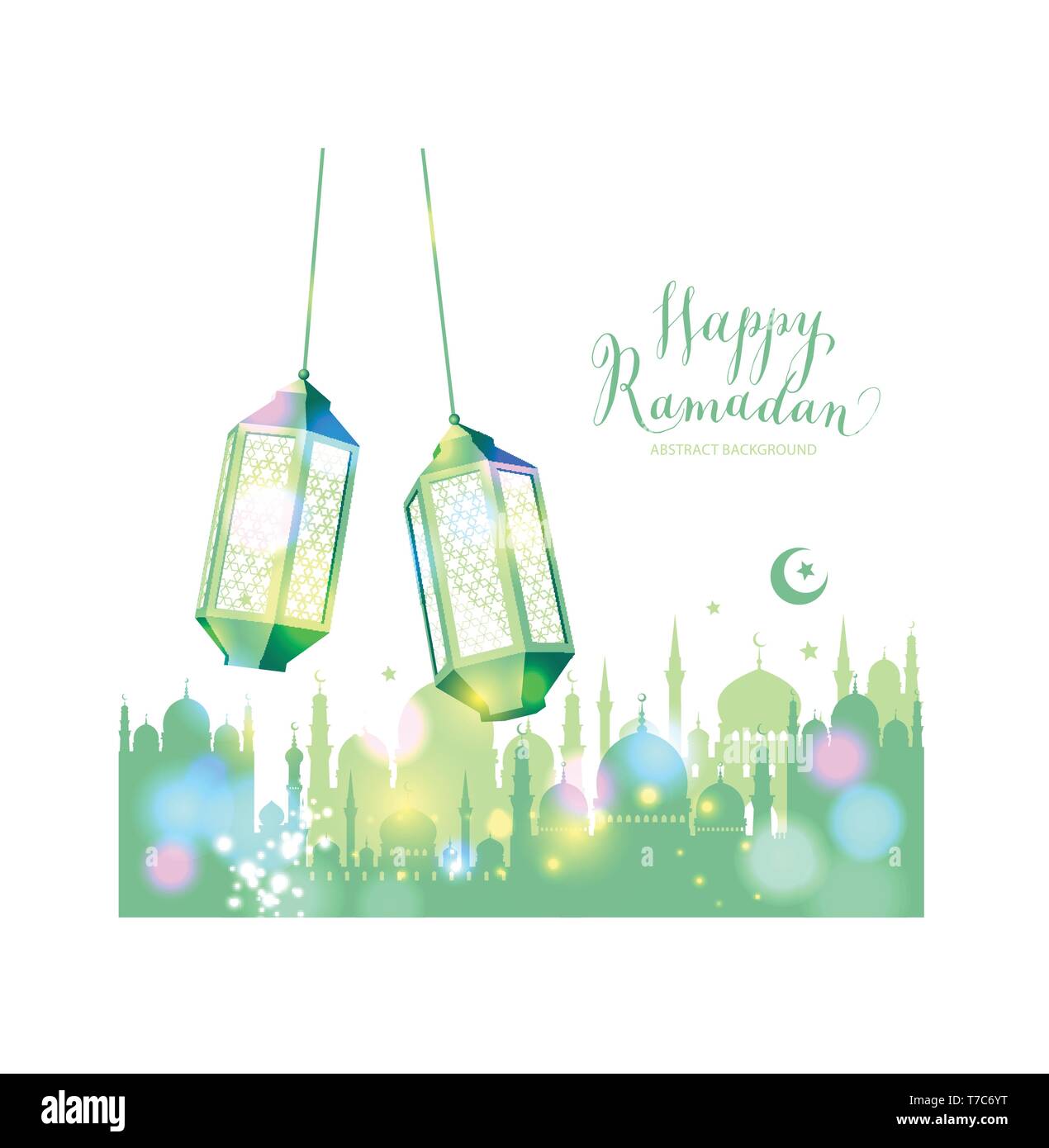 Muslim abstract greeting banners. Islamic vector illustration at sunset ...