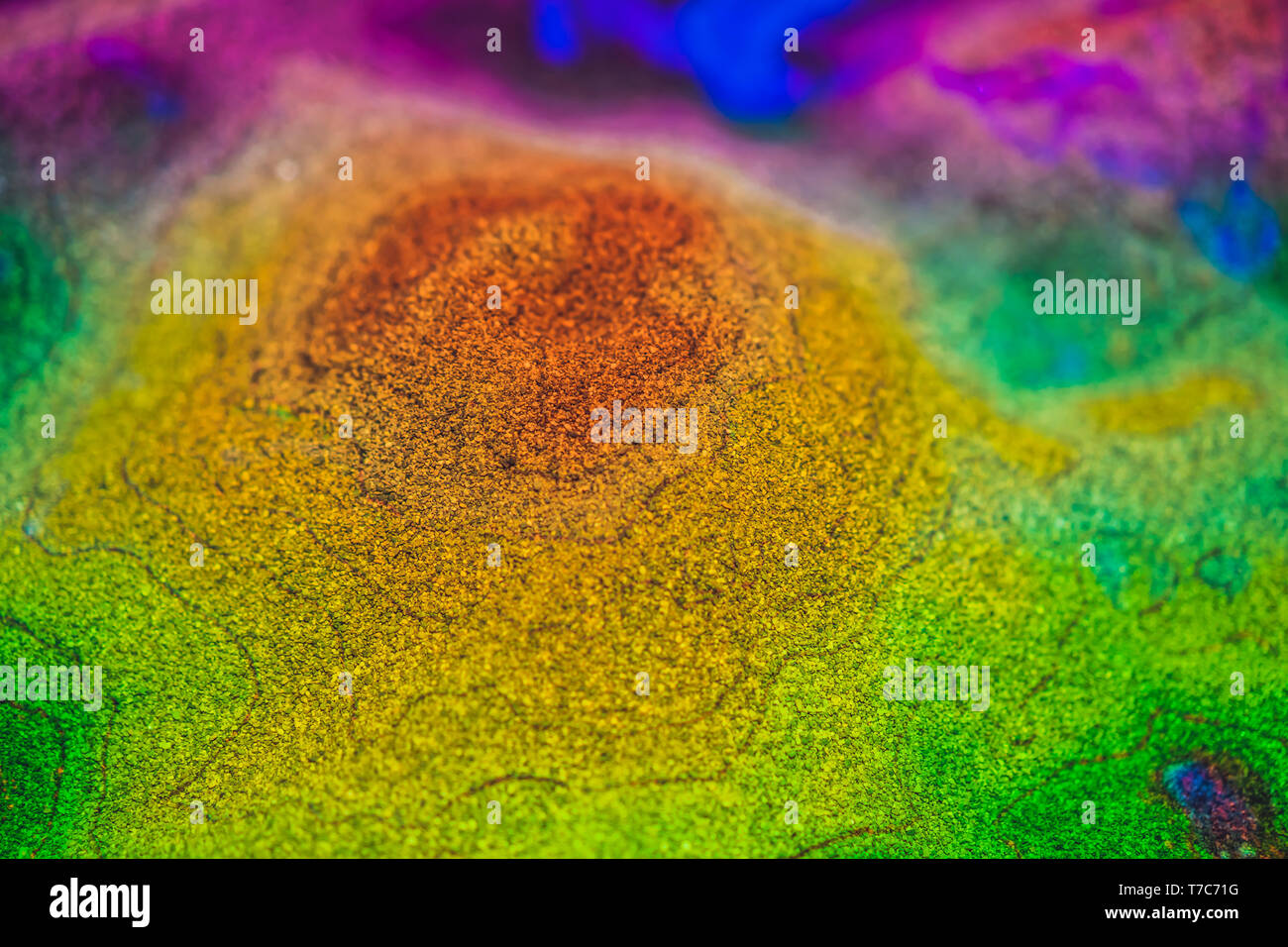 The levels of the heights of the mountains on a map made of sand Stock ...