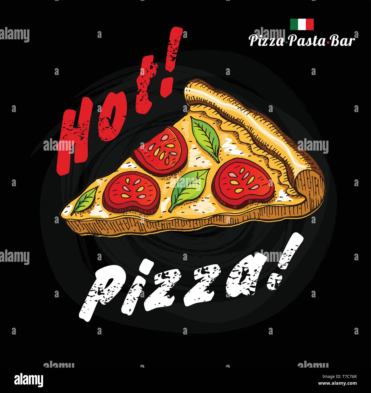 Colored chalk painted illustration of hot pizza Stock Vector Image ...
