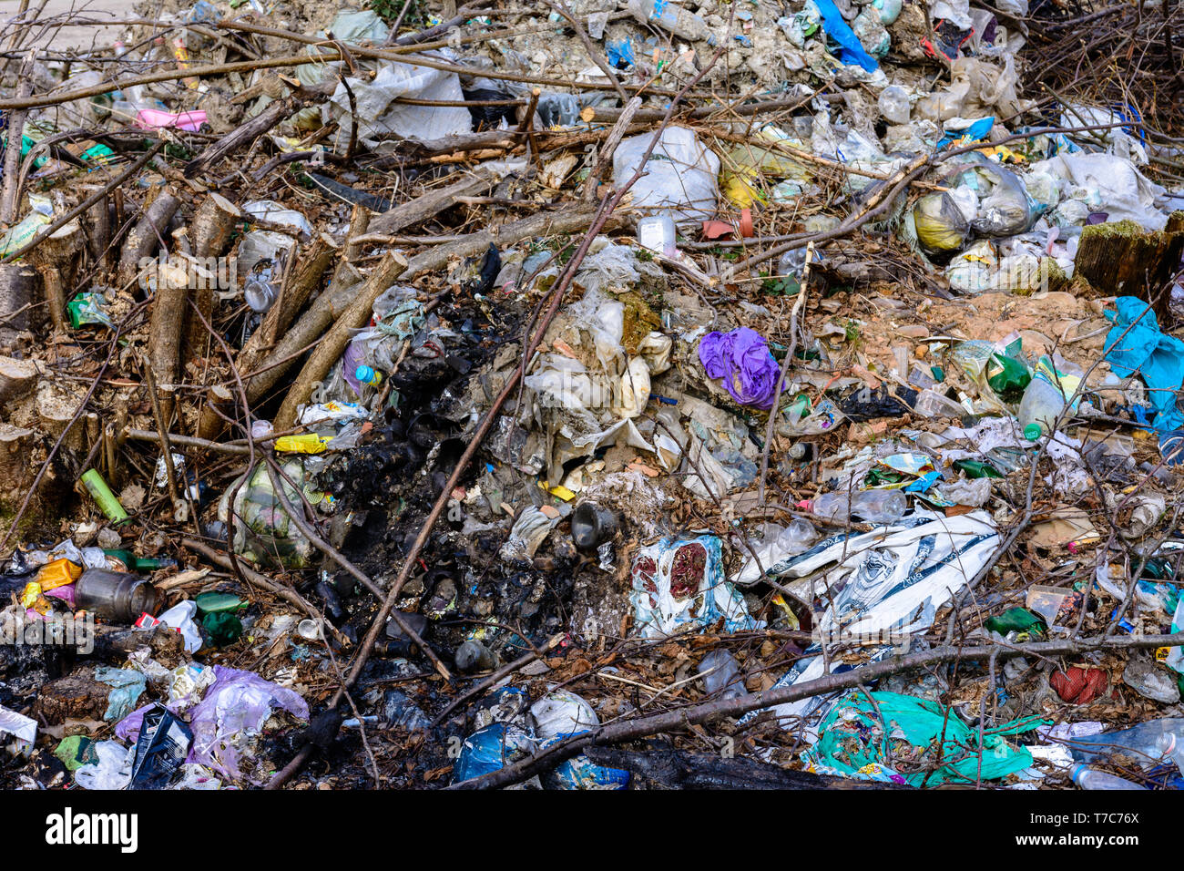 The garbage is scattered by people through the woods and reservoirs ...