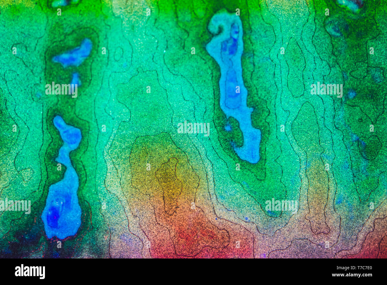 The levels of the heights of the mountains on a map made of sand Stock ...