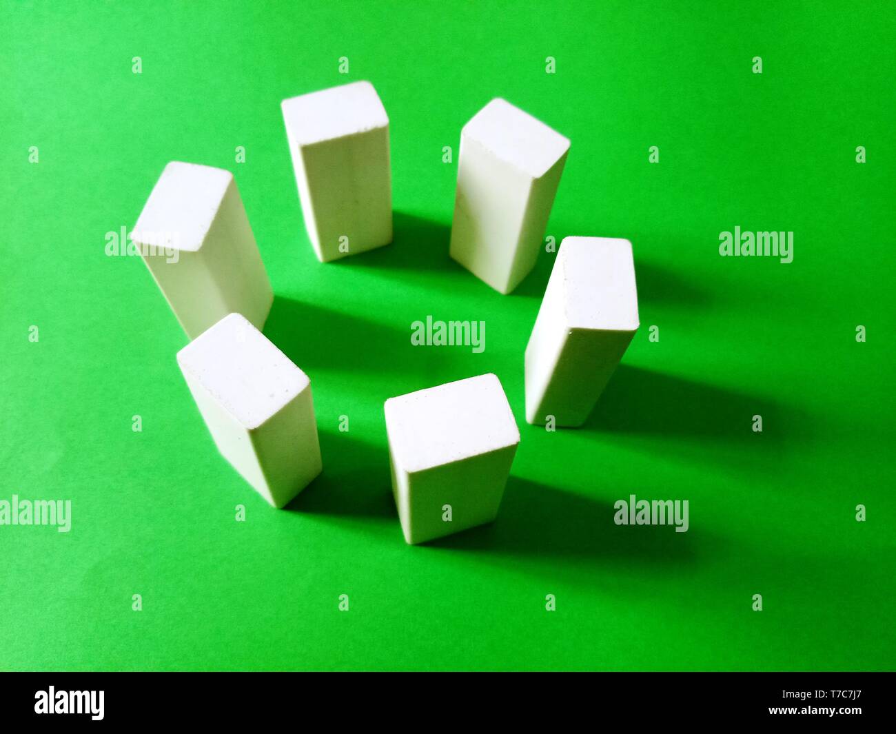 Team work business concept, vertical blocks in a circle isolated on a ...