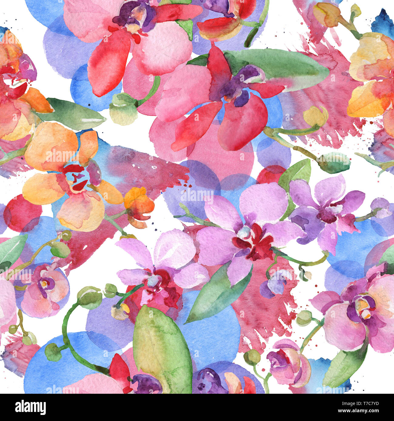 Orchid bouquets floral botanical flowers. Watercolor background ...