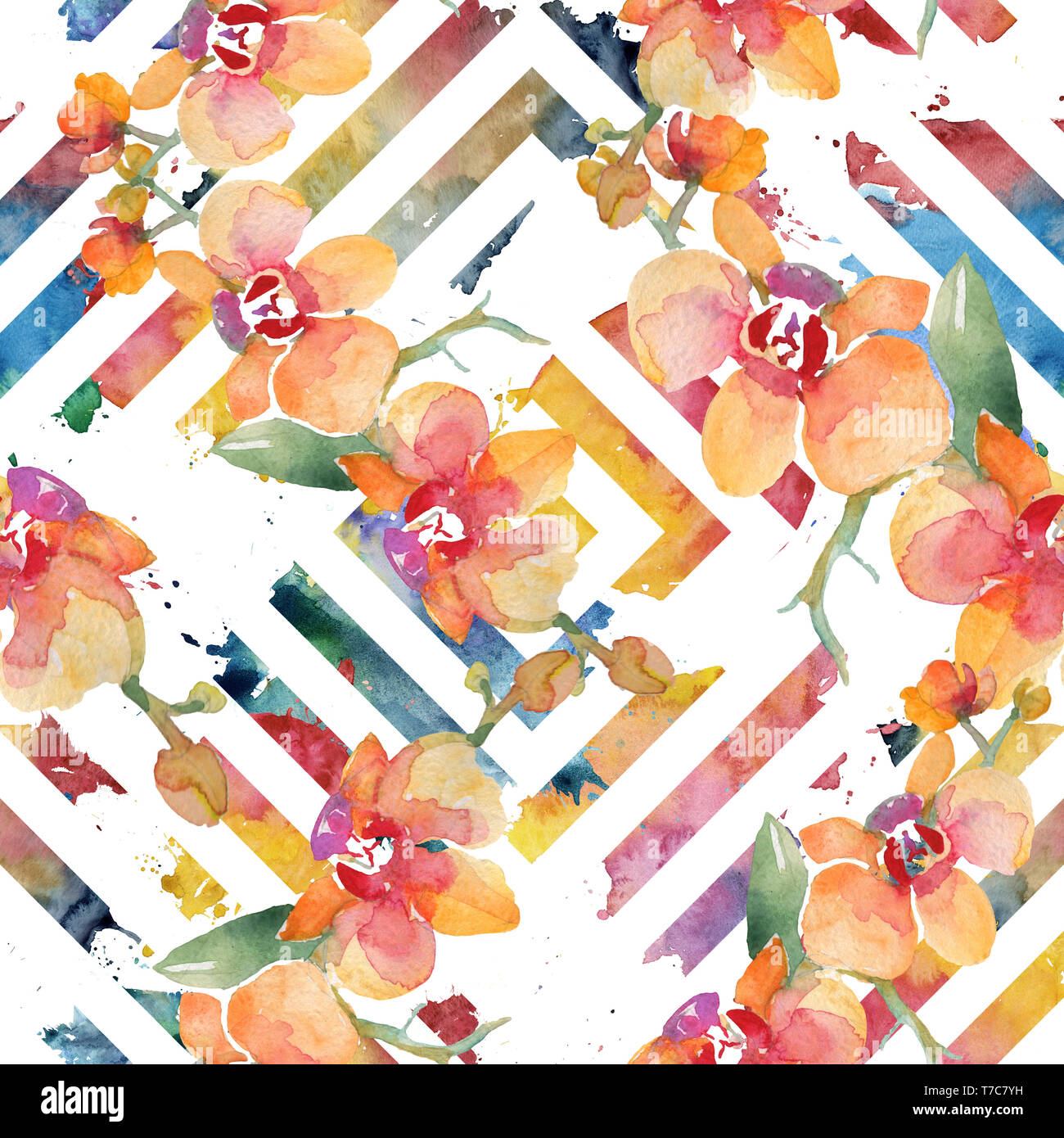 Orchid bouquets floral botanical flowers. Watercolor background ...