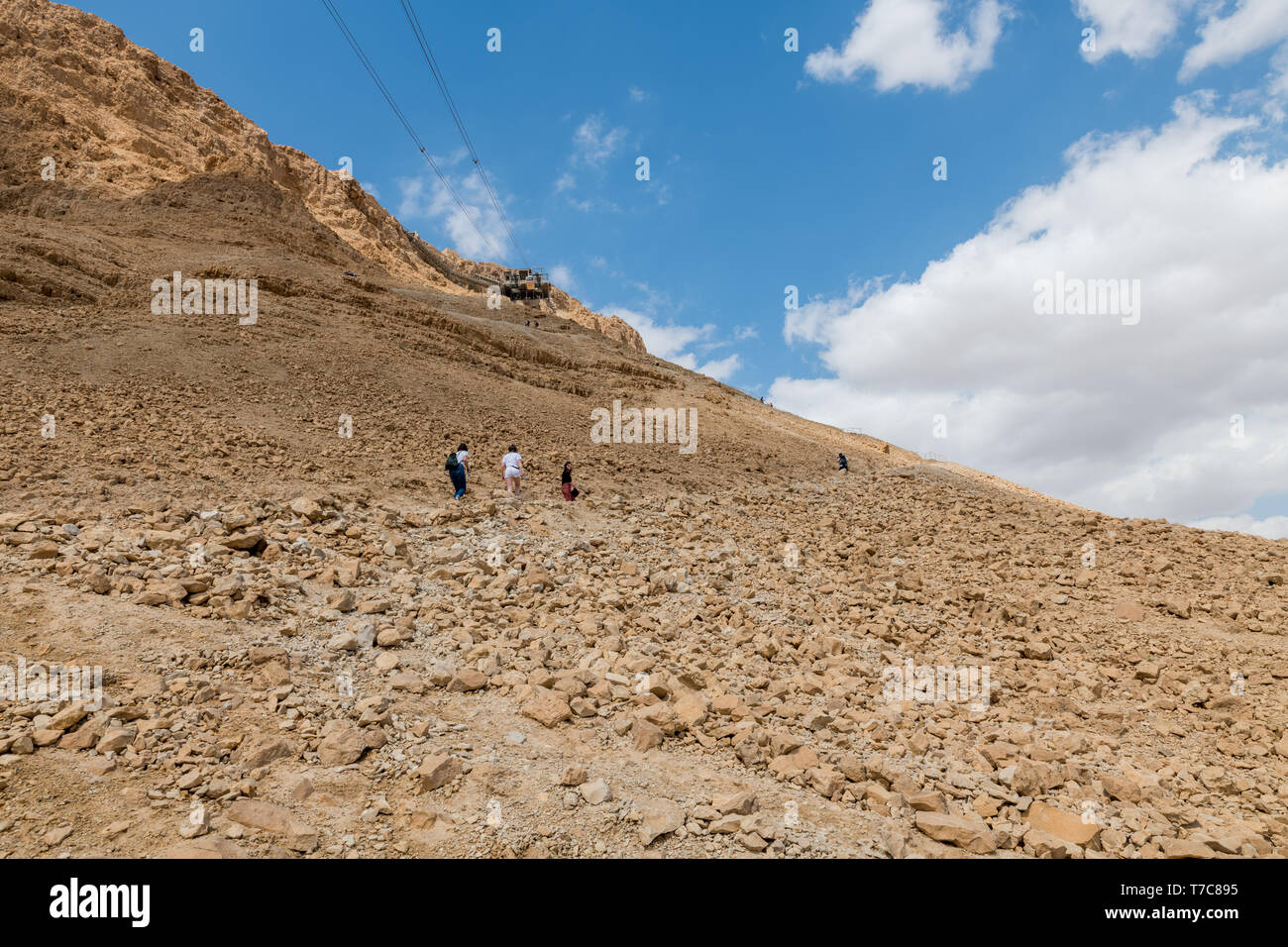 Masada,Israel,26 march 2019:people walking all the 800 steps to masada ...