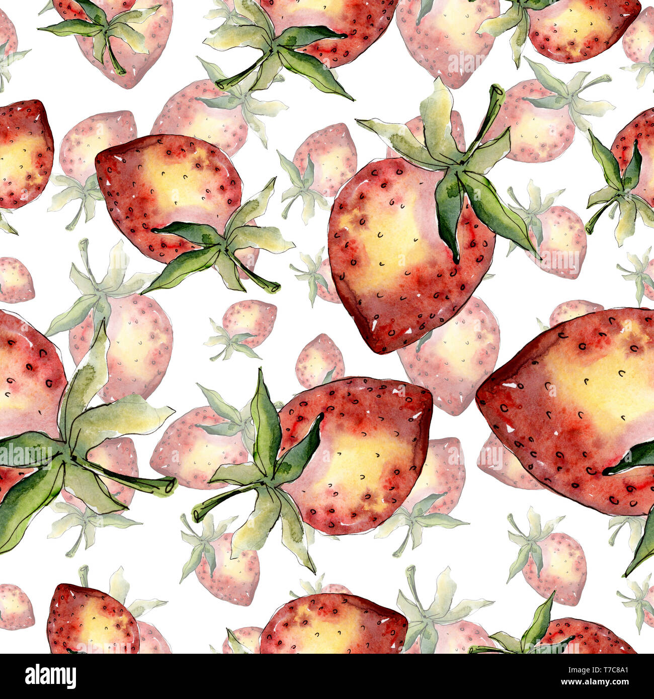 Strawberry healthy food. Watercolor background illustration set ...
