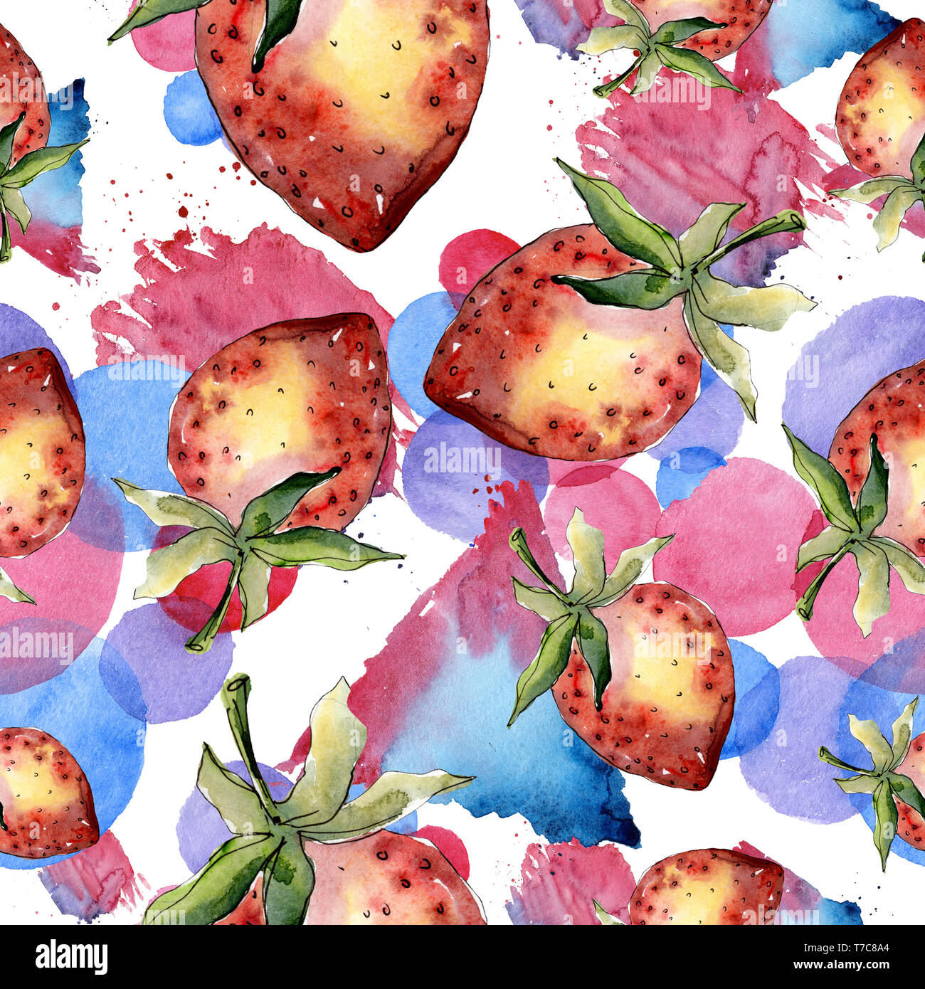 Strawberry healthy food. Watercolor background illustration set ...