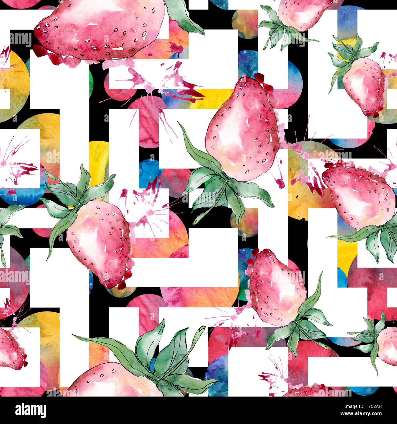 Strawberry healthy food. Watercolor background illustration set ...