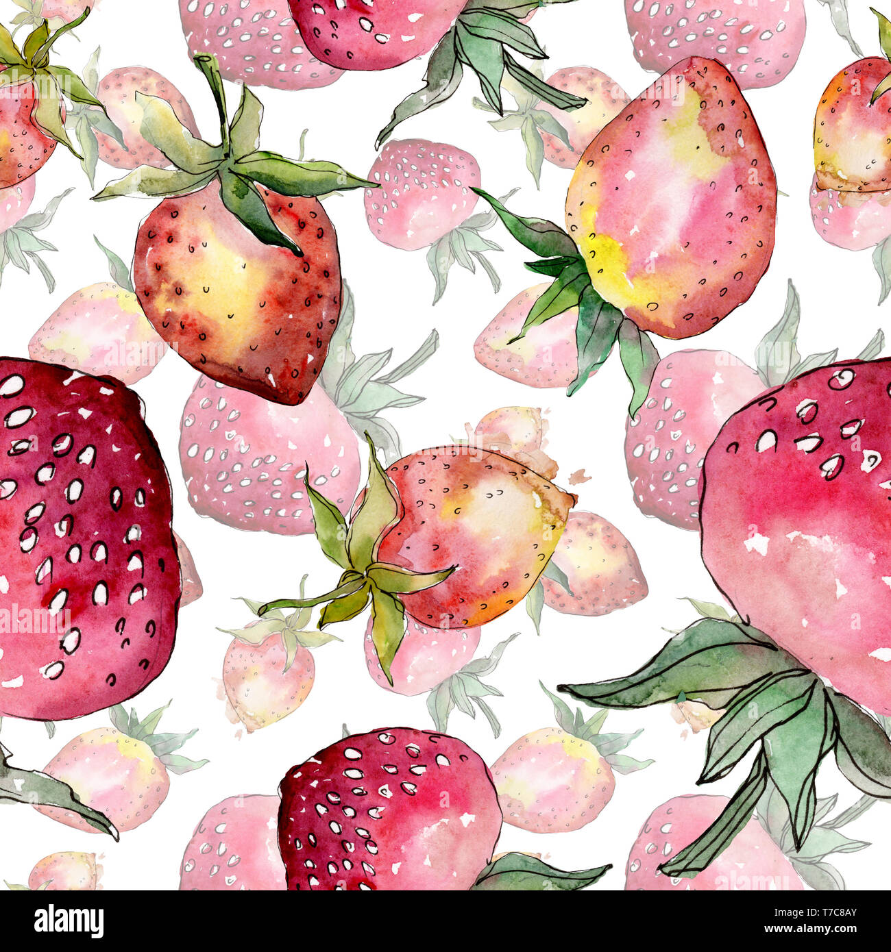 Strawberry healthy food. Watercolor background illustration set ...