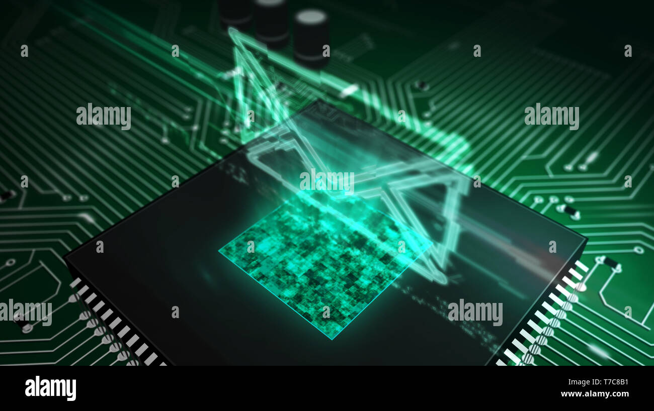 Internet email communication in cyberspace with envelope sign hologram ...