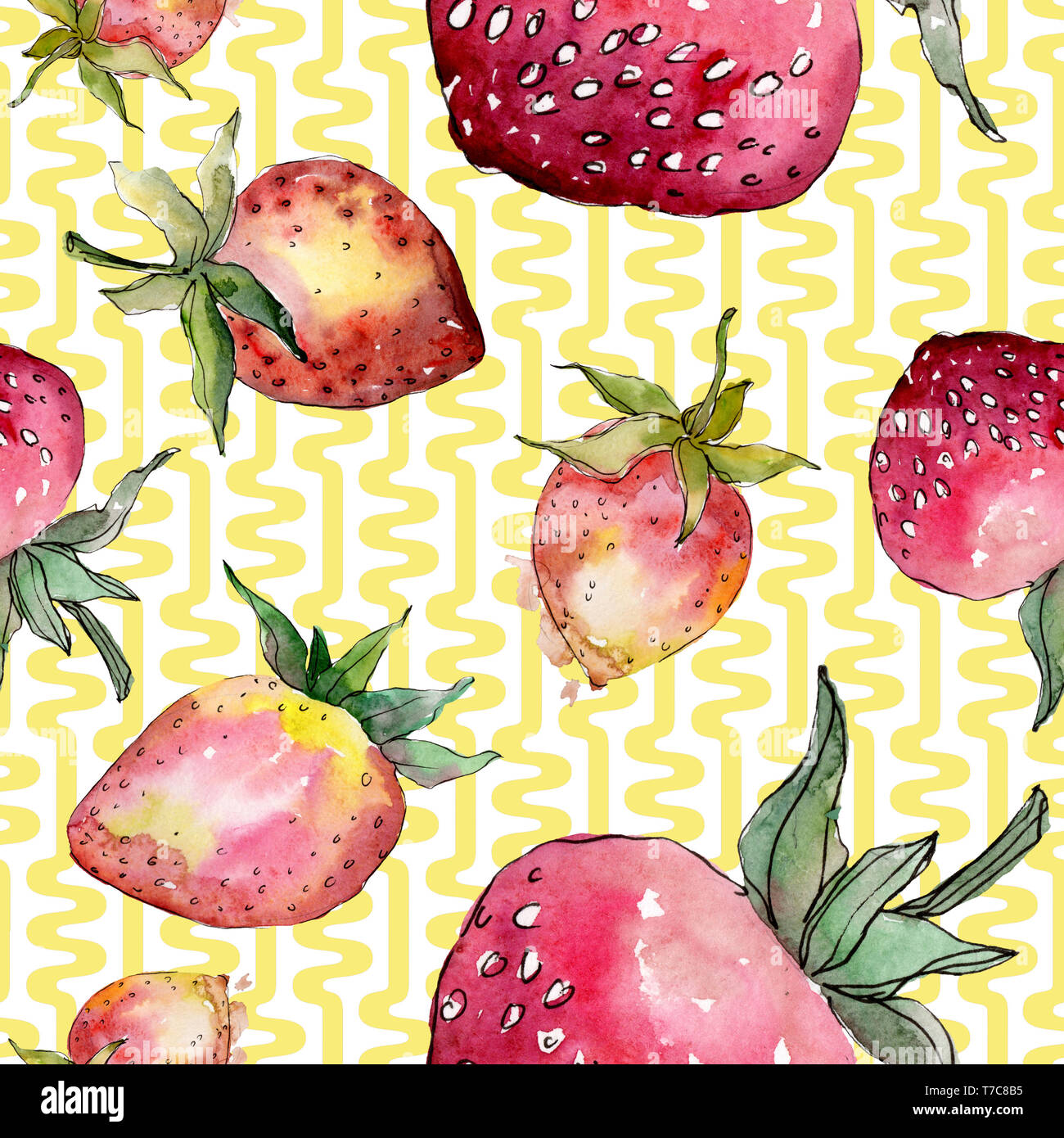 Strawberry healthy food. Watercolor background illustration set ...