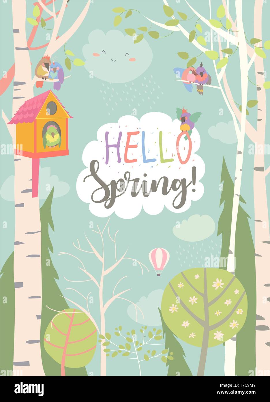 Birch forest cartoon hi-res stock photography and images - Alamy