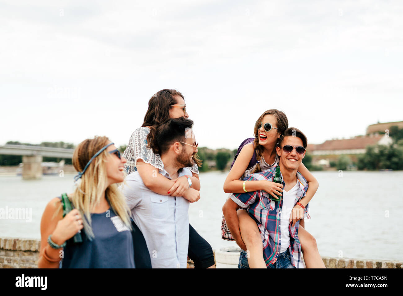 Group of young happy friends having fun time Stock Photo - Alamy