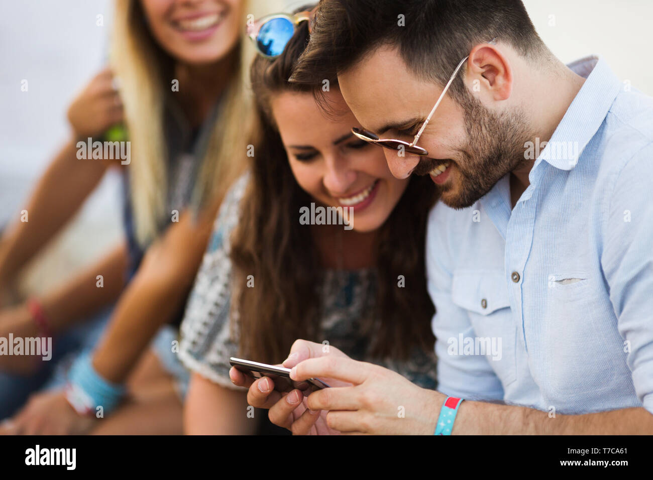 Group of young happy friends having fun time Stock Photo - Alamy