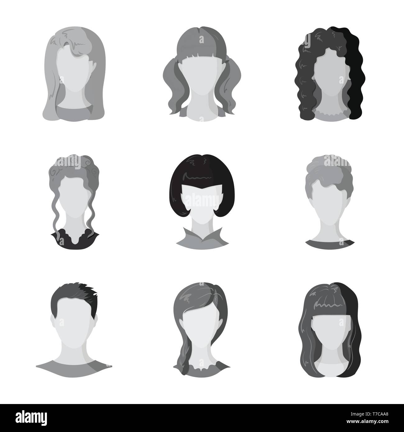 Isolated object of character and profile logo. Set of character and ...