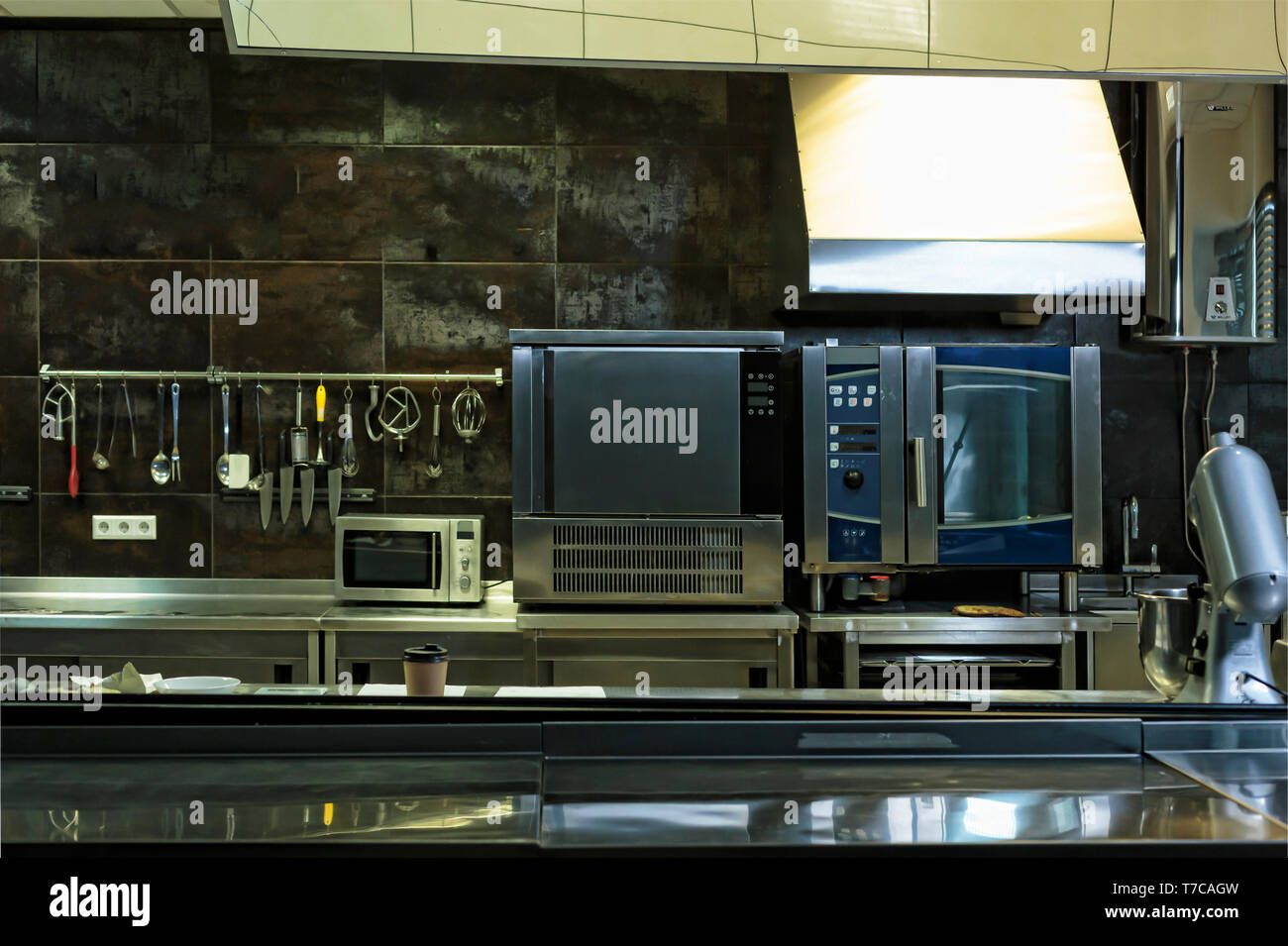 Restaurant kitchen interior, kitchen counter Stock Photo - Alamy