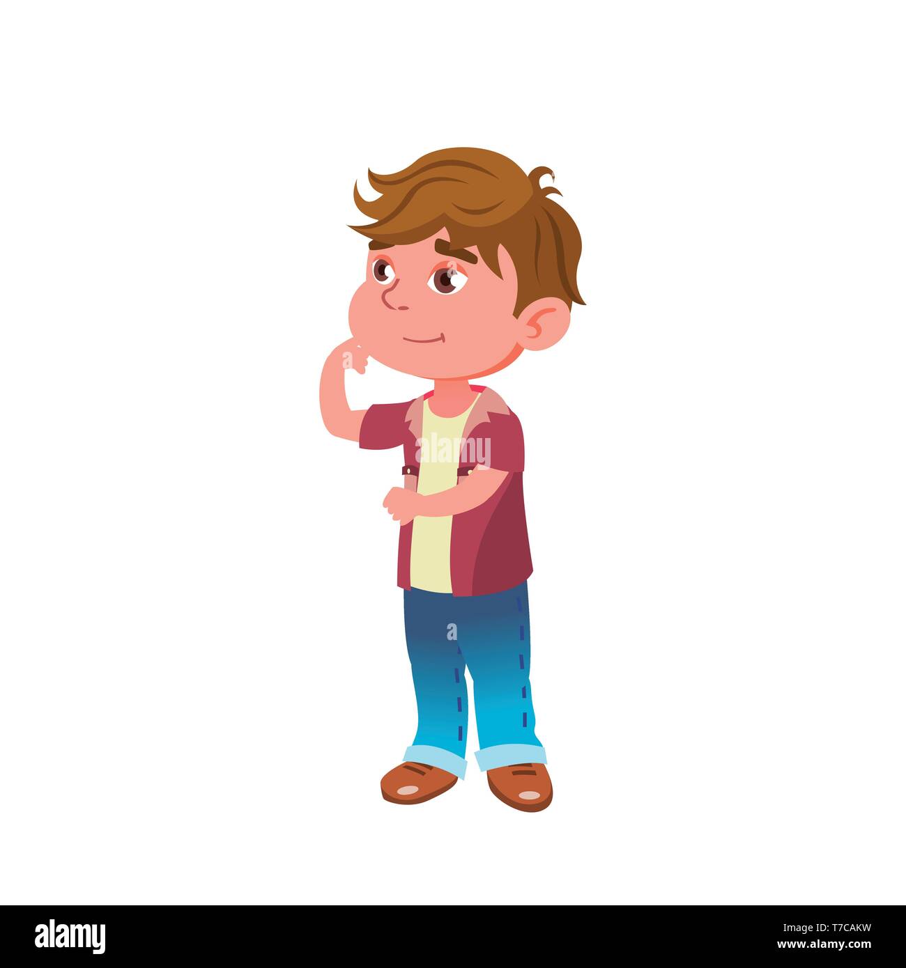Caucasian Child Boy Cartoon Isolated Vector Illustration Stock Vector ...