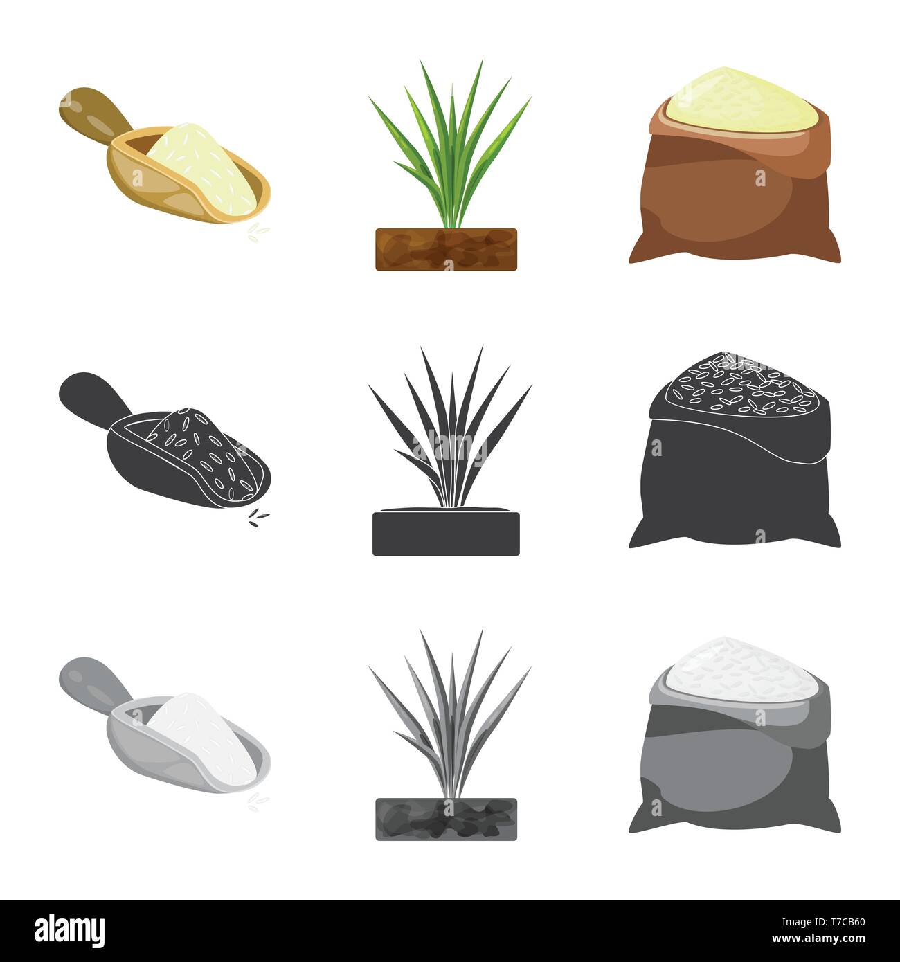 Vector illustration of crop and ecological symbol. Set of crop and ...