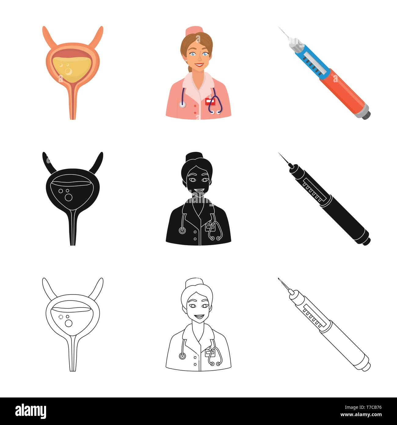 Vector illustration of diet and treatment icon. Collection of diet and ...
