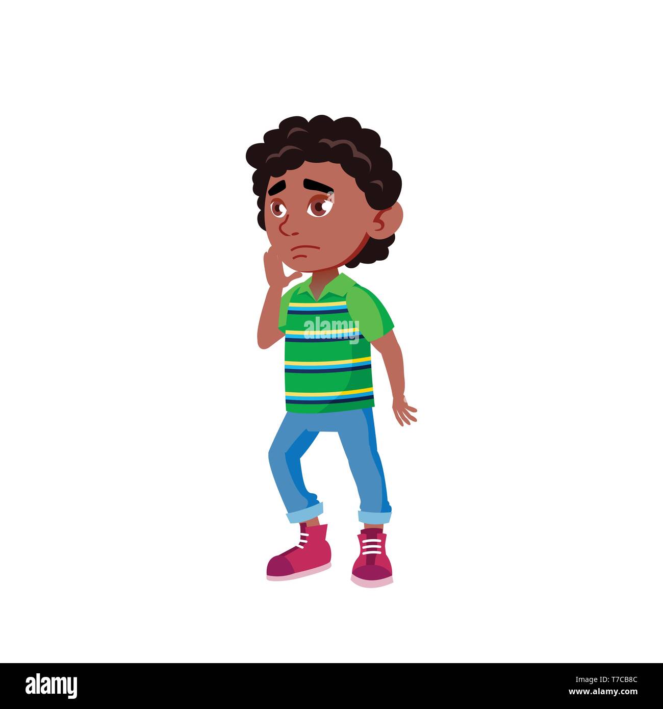 Black, Afro American Child Boy Cartoon Isolated Vector Illustration ...