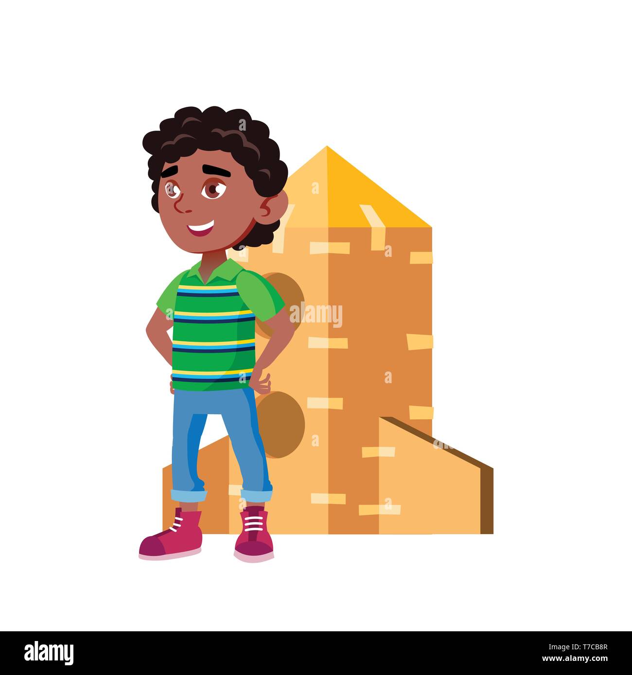 Black, Afro American Child Boy Cartoon Isolated Vector Illustration ...