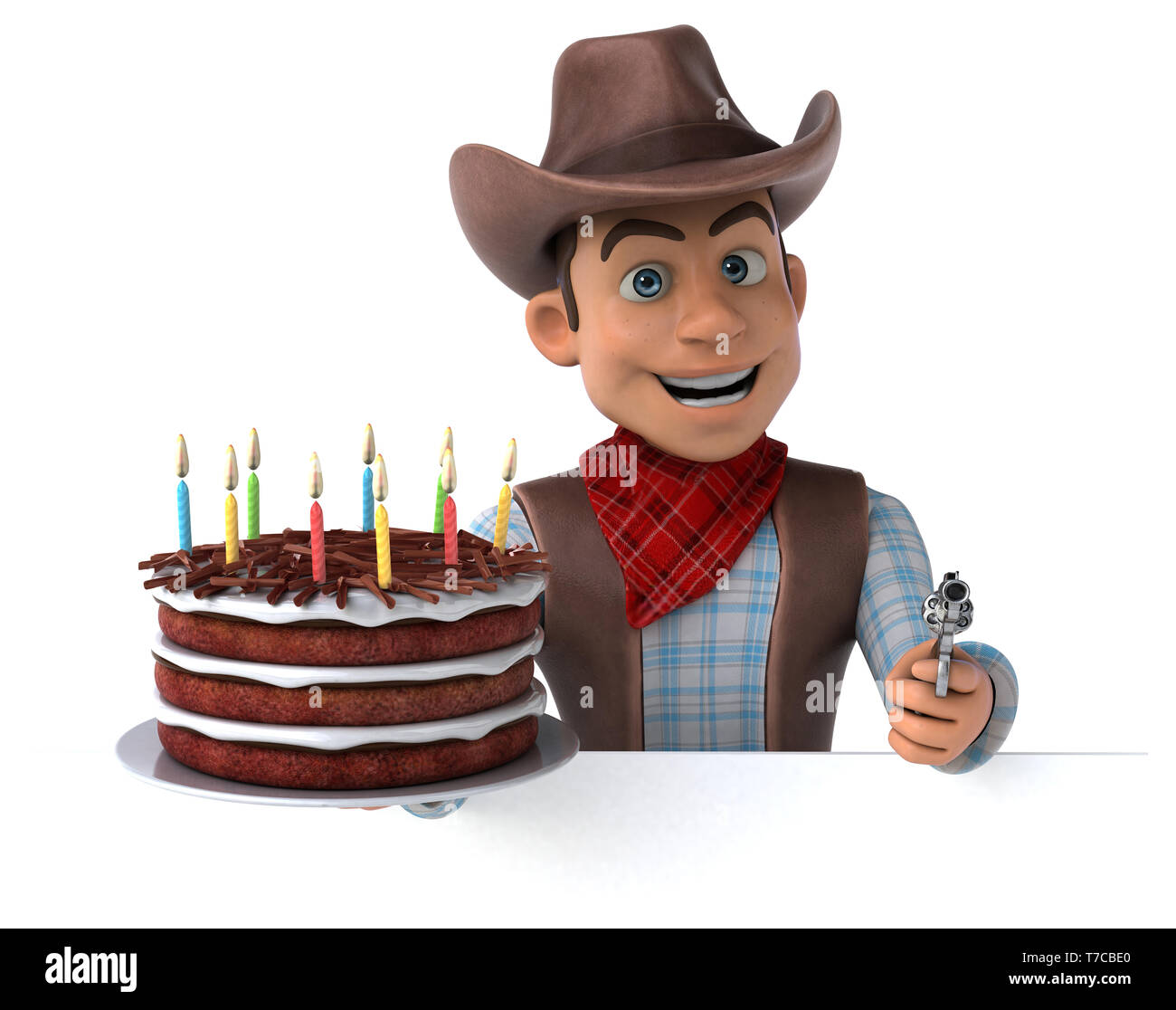 Fun Cowboy - 3D Illustration Stock Photo - Alamy