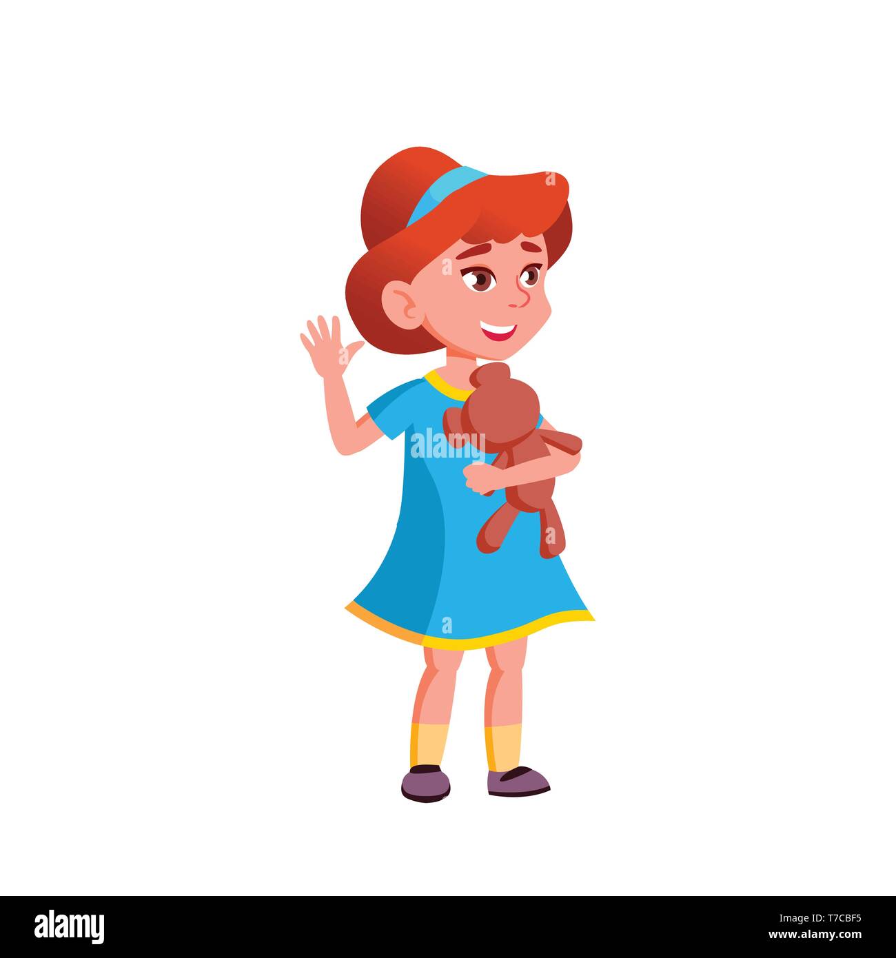 Caucasian Child Girl Cartoon Isolated Vector Illustration Stock Vector ...