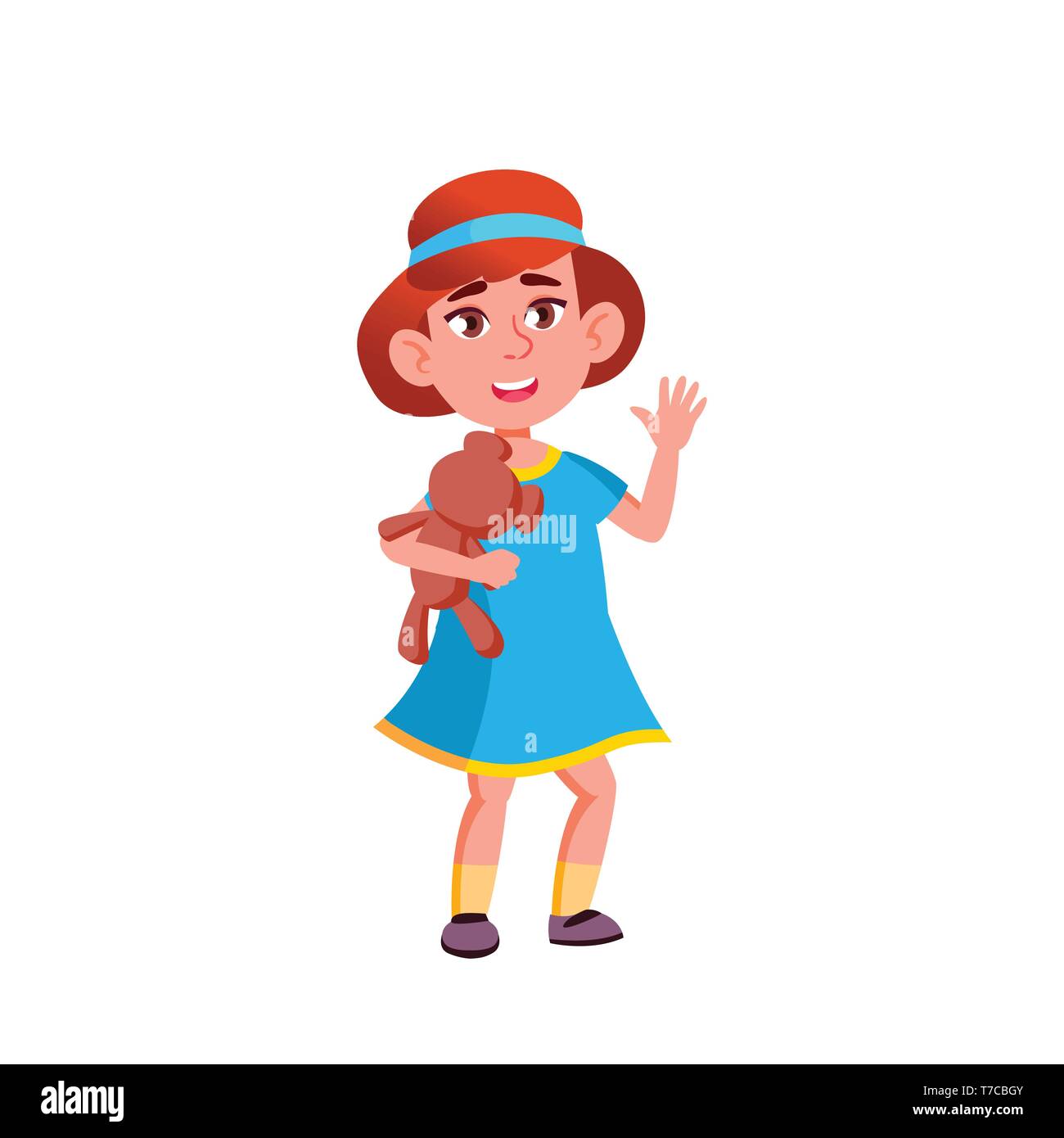 Caucasian Child Girl Cartoon Isolated Vector Illustration Stock Vector ...