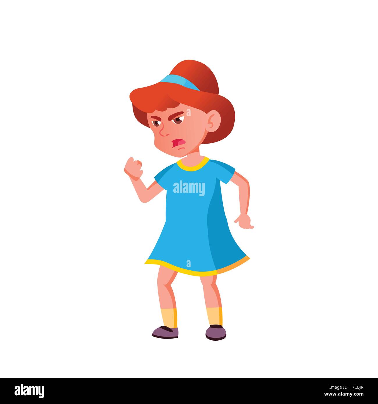 Caucasian Child Girl Cartoon Isolated Vector Illustration Stock Vector ...