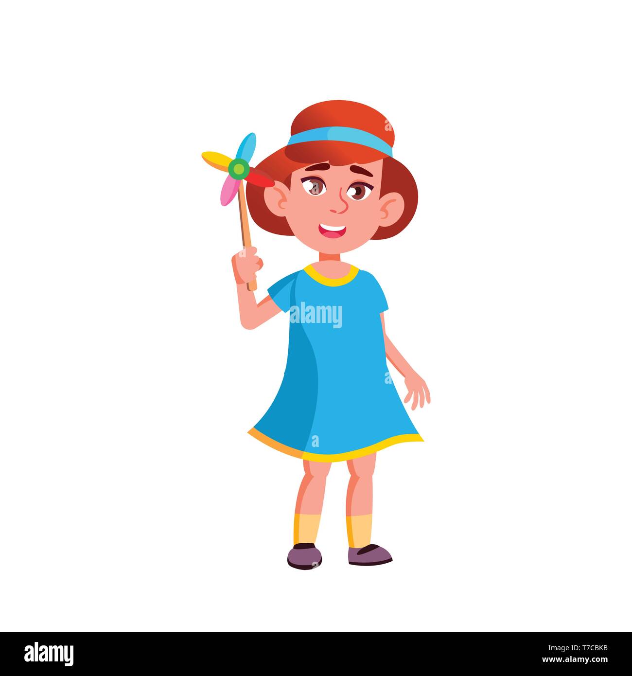 Caucasian Child Girl Cartoon Isolated Vector Illustration Stock Vector ...