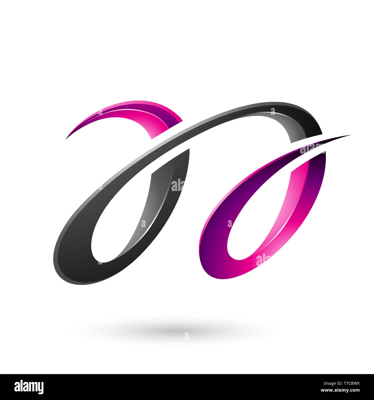 Vector Illustration of Magenta and Black Glossy Dual Letters A isolated ...