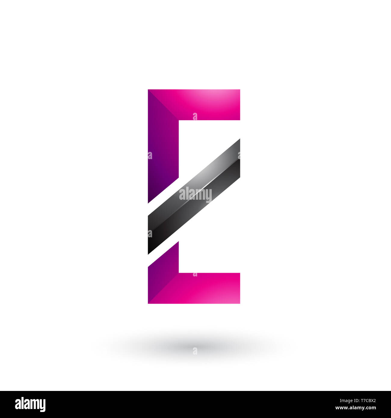 Vector Illustration of Magenta and Black Letter E with a Diagonal Line ...
