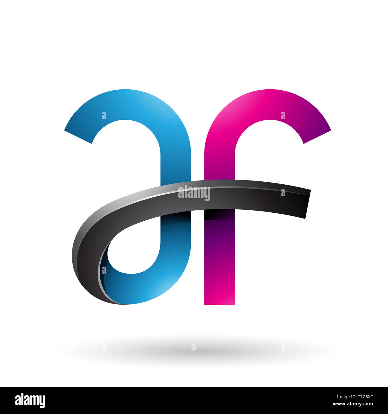 Vector Illustration of Magenta and Blue Bold Curvy Letters A and F ...