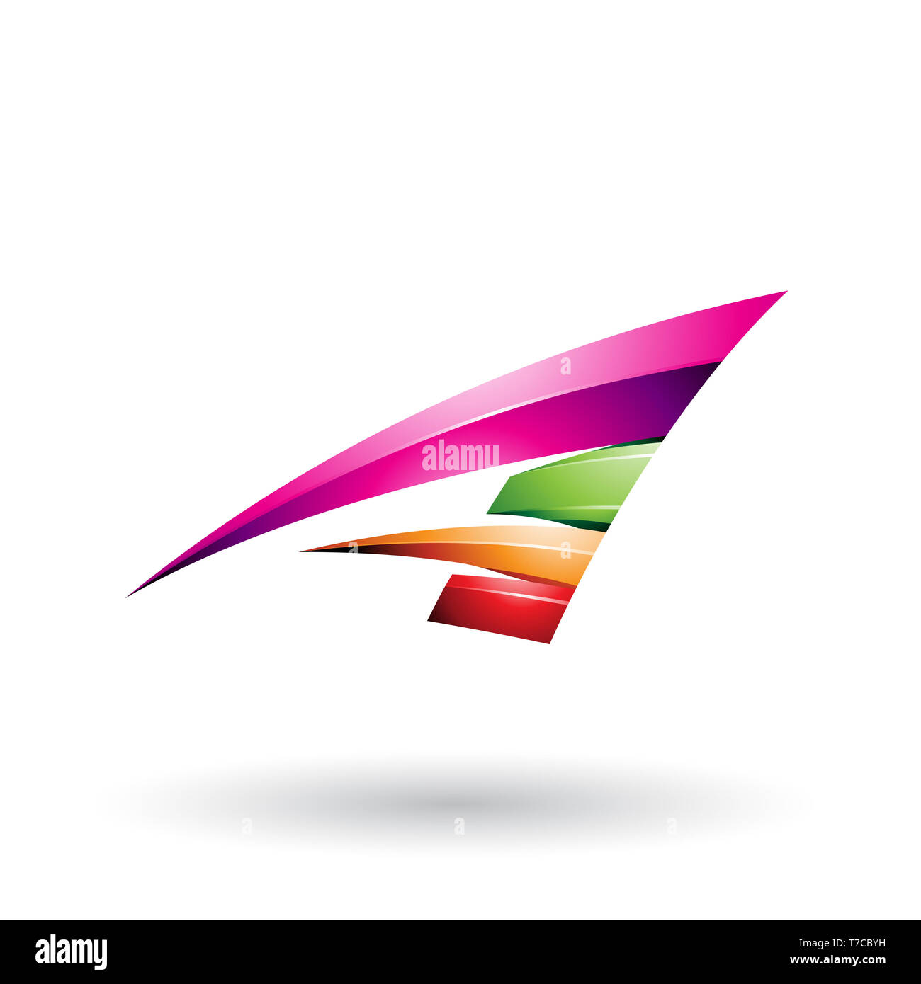 Vector Illustration of Magenta and Green Dynamic Glossy Flying Letter A ...