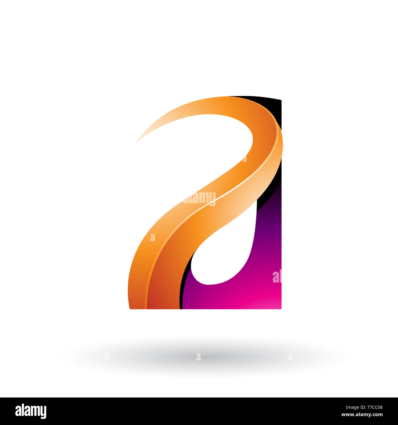 Vector Illustration of Magenta and Orange Glossy Curvy Embossed Letter ...