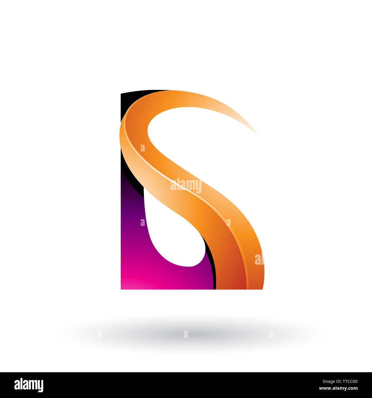 Vector Illustration of Magenta and Orange Glossy Curvy Embossed Letter ...