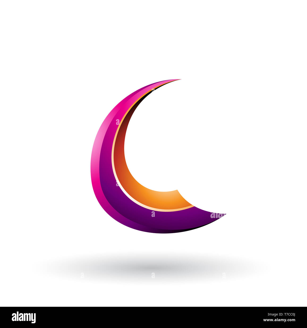 Vector Illustration of Magenta and Orange Dynamic Flying Letter C ...