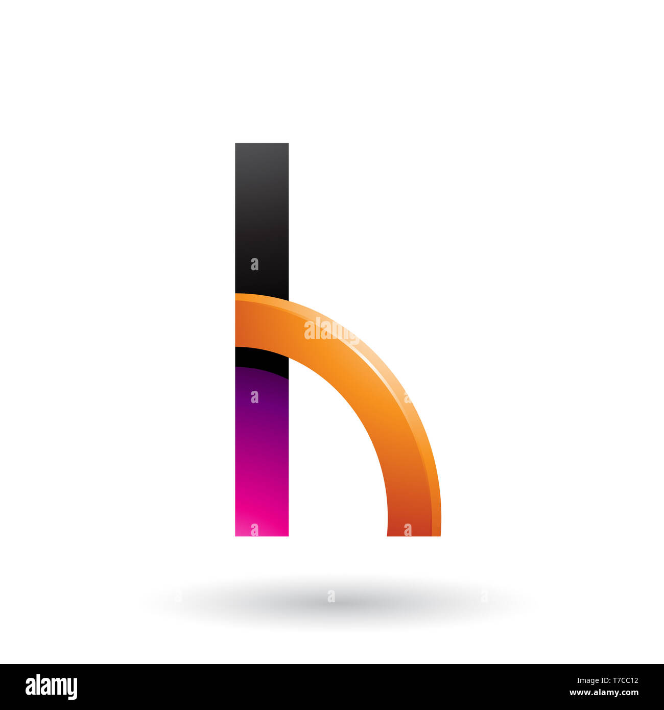 Vector Illustration of Magenta and Orange Letter H with a Glossy ...