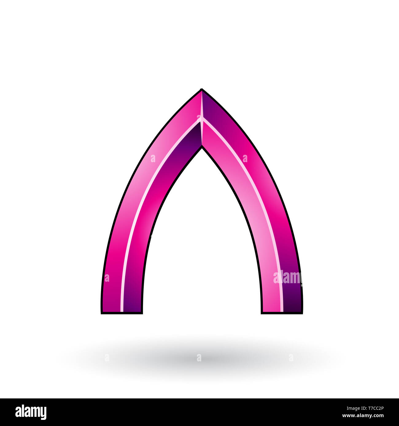 Vector Illustration of Magenta Glossy Embossed Letter A with a Dark ...