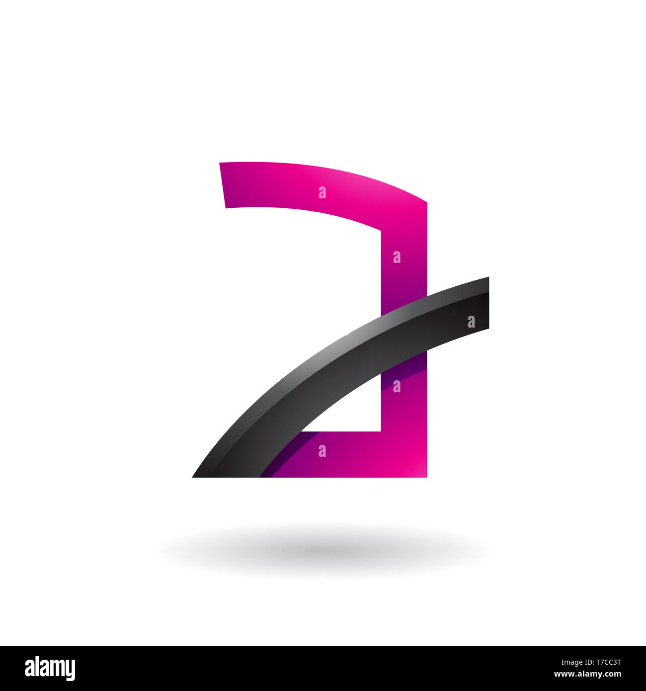 Vector Illustration of Magenta Letter A with Black Glossy Stick ...