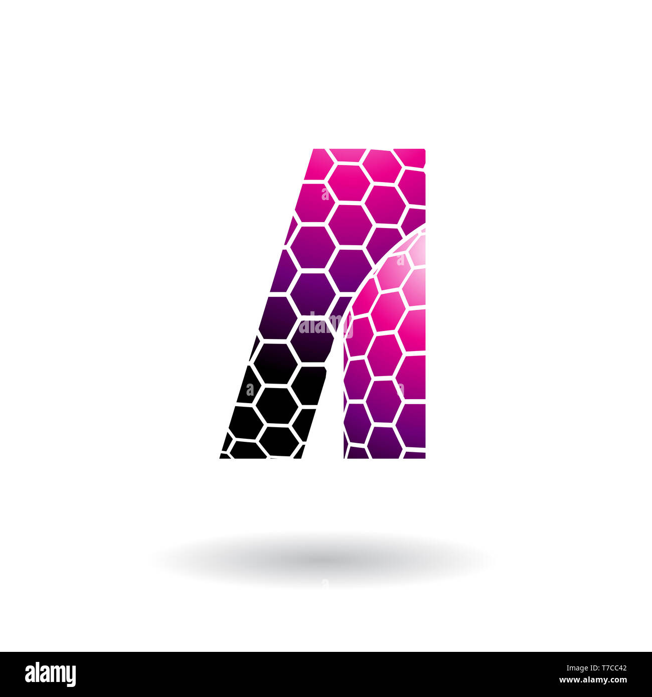 Vector Illustration of Magenta Letter A with Honeycomb Pattern isolated ...