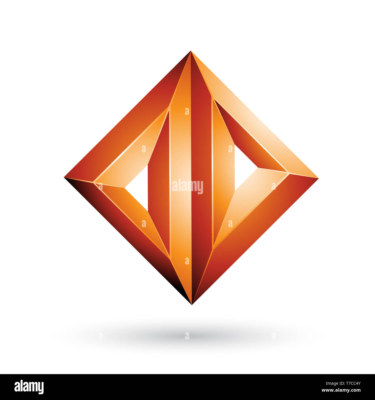 Vector Illustration of Orange 3d Geometrical Embossed Triangle Diamond ...