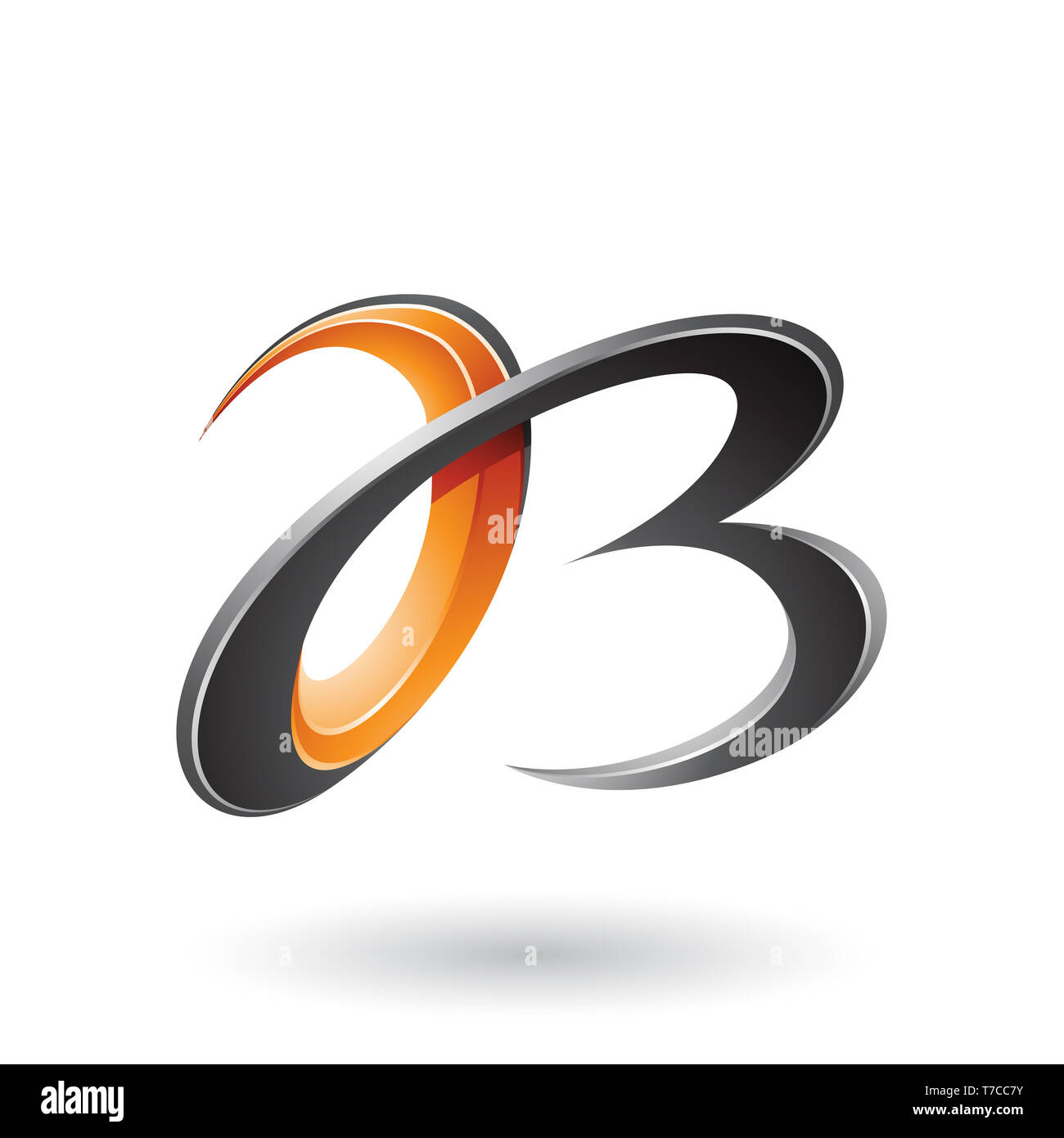 Vector Illustration of Orange and Black 3d Curly Letters A and B ...