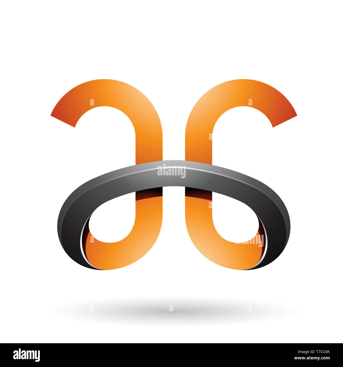 Vector Illustration of Orange and Black Bold Curvy Letters A and G ...