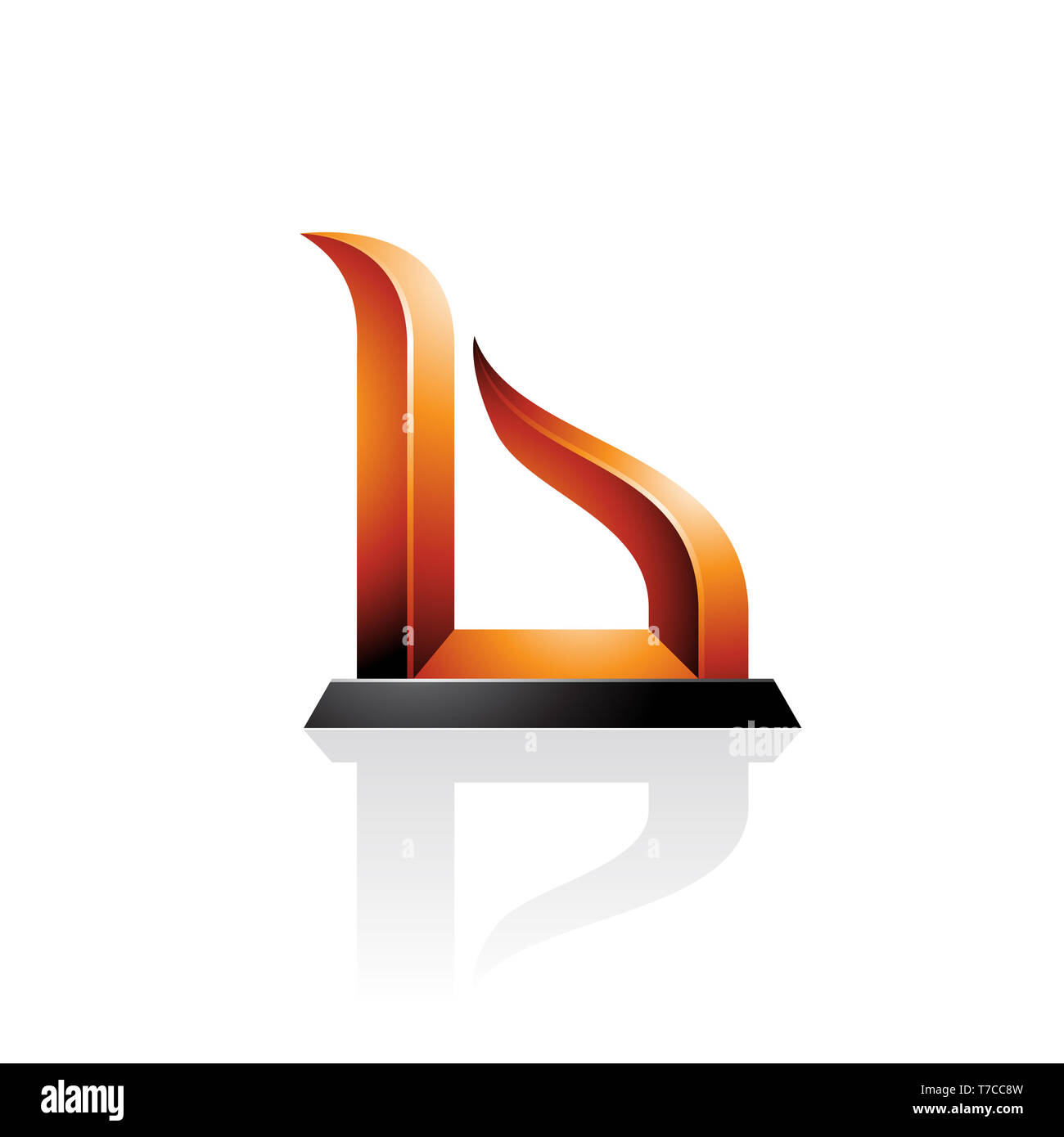 Vector Illustration of Orange and Black Bow-like Embossed Letter B ...