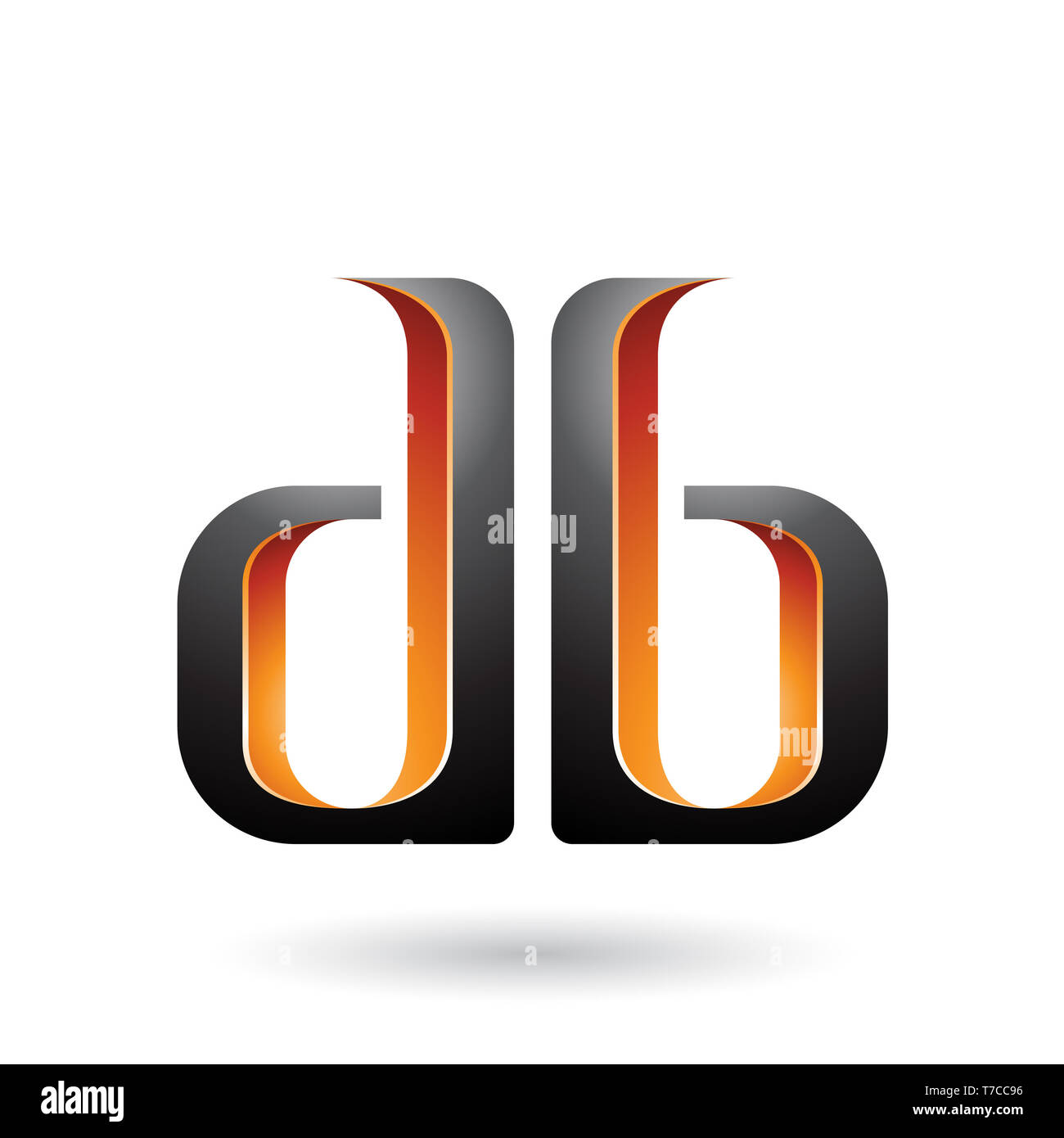 Vector Illustration of Orange and Black Double Sided D and B Letters ...