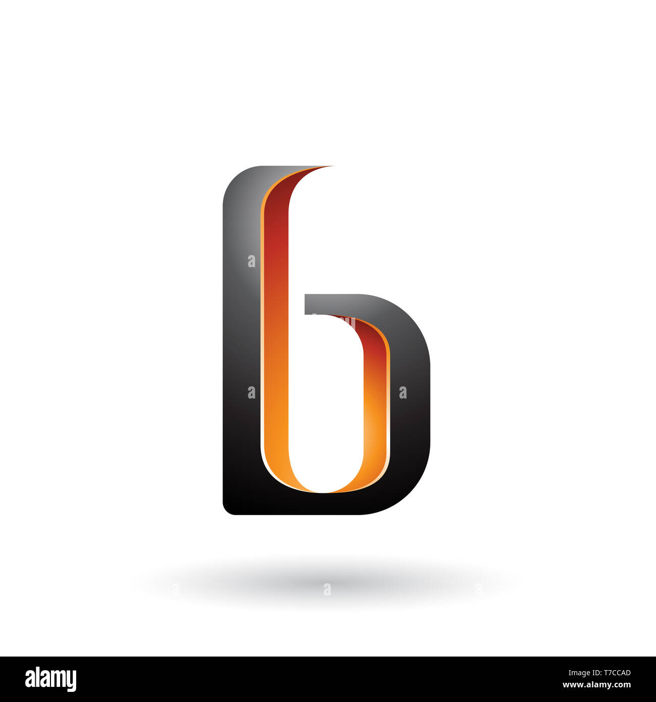 Vector Illustration of Orange and Black Shaded Letter B isolated on a ...