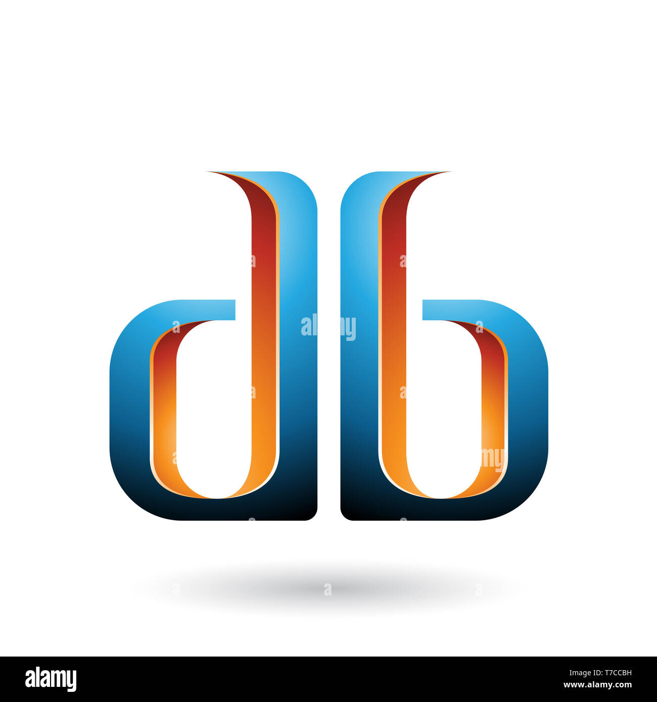 Vector Illustration of Orange and Blue Double Sided D and B Letters ...
