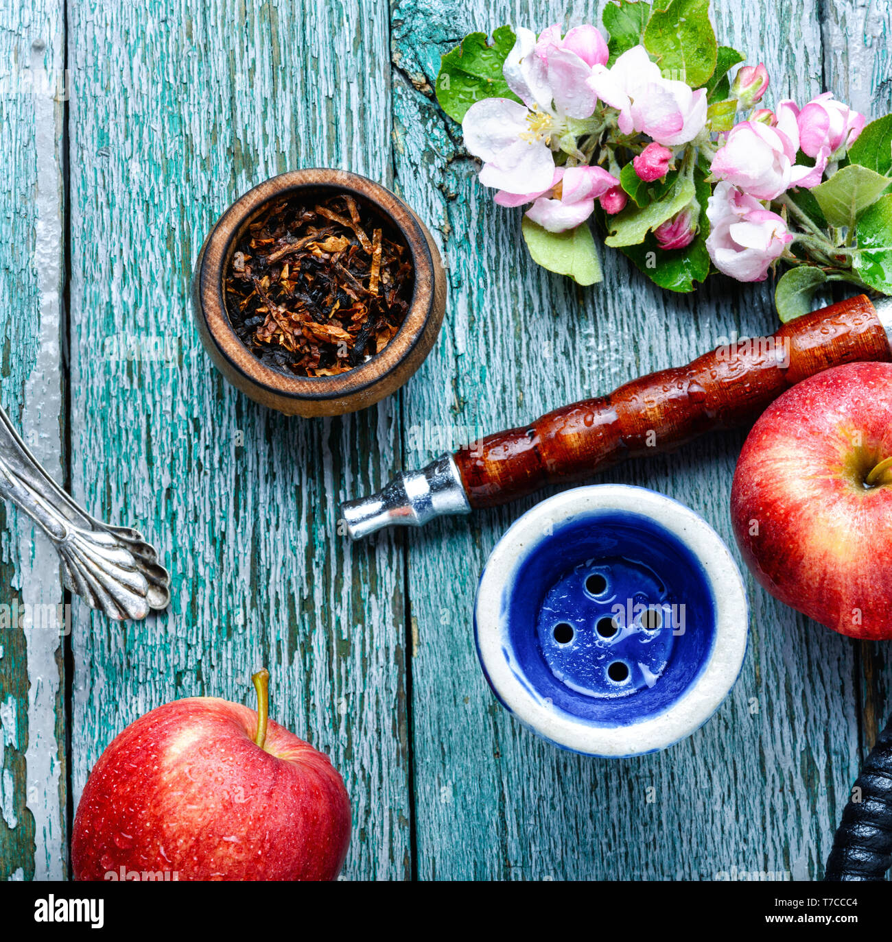 Modern fruit Hookah.Eastern shisha with apple. Hookah and apple Stock ...